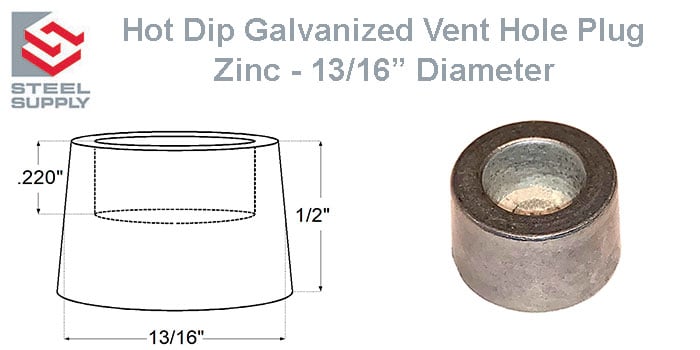 Hot Dip Galvanized Vent Hole Plug - VHP-Z-13/16 | Steel Supply