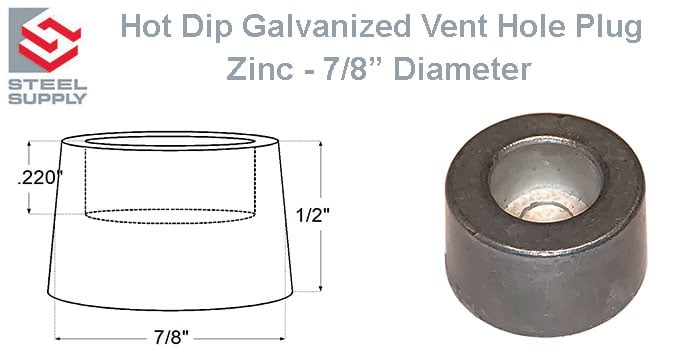 Galvanized Vent Plug - 7/8 Diameter | Galvanized Weep Hole Plug | Steel ...
